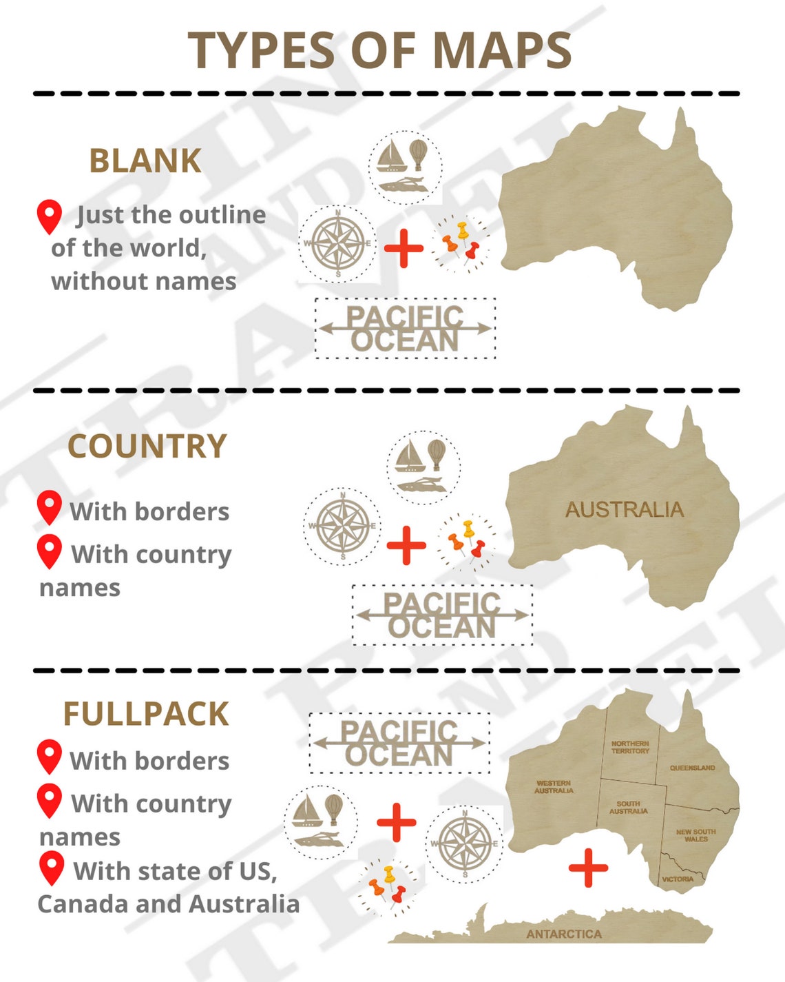 World Map With Countries 6 COLORS and 3 SIZES Large Wall Map | Etsy