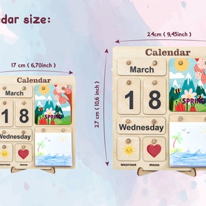 Montessori Inspired Wooden Calendar - Educational Time Tracking Toy and ...