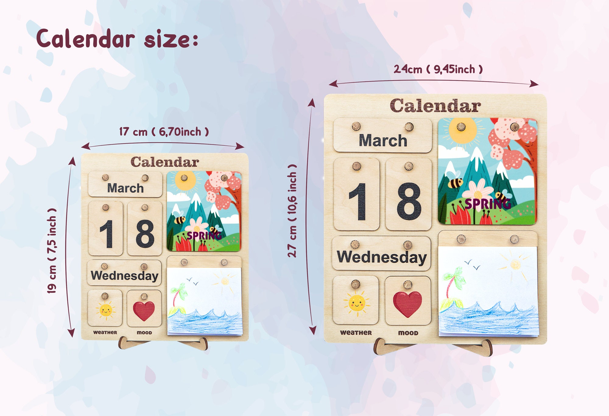 Montessori Inspired Wooden Calendar - Educational Time Tracking Toy and ...