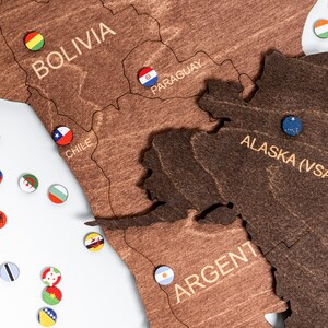 Pins Flag World Countries Push Map Wooden Colorful - Etsy