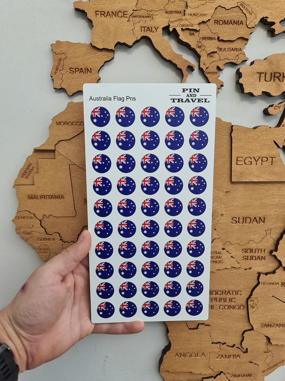 Australia 50 Pins Flag Country Push Map Wooden Colorful Sticker ...