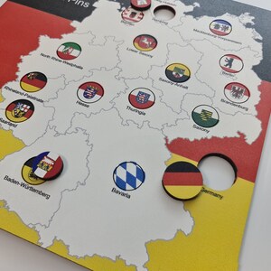 Interactive Germany Map With Flags Pins - Colorful Wooden Regions ...