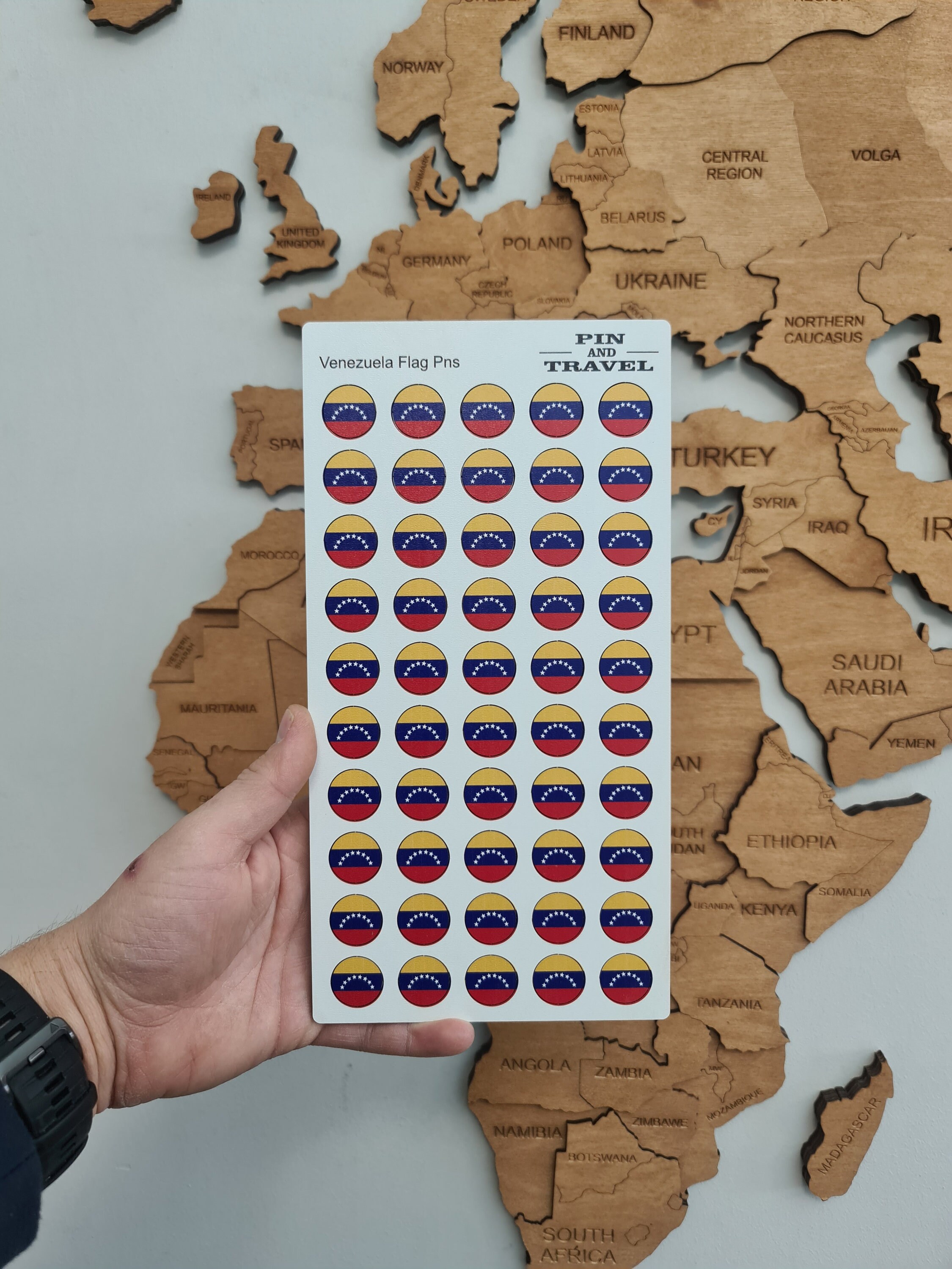 Venezuela 50 Pins Flag Country Push Map Wooden Colorful Sticker ...