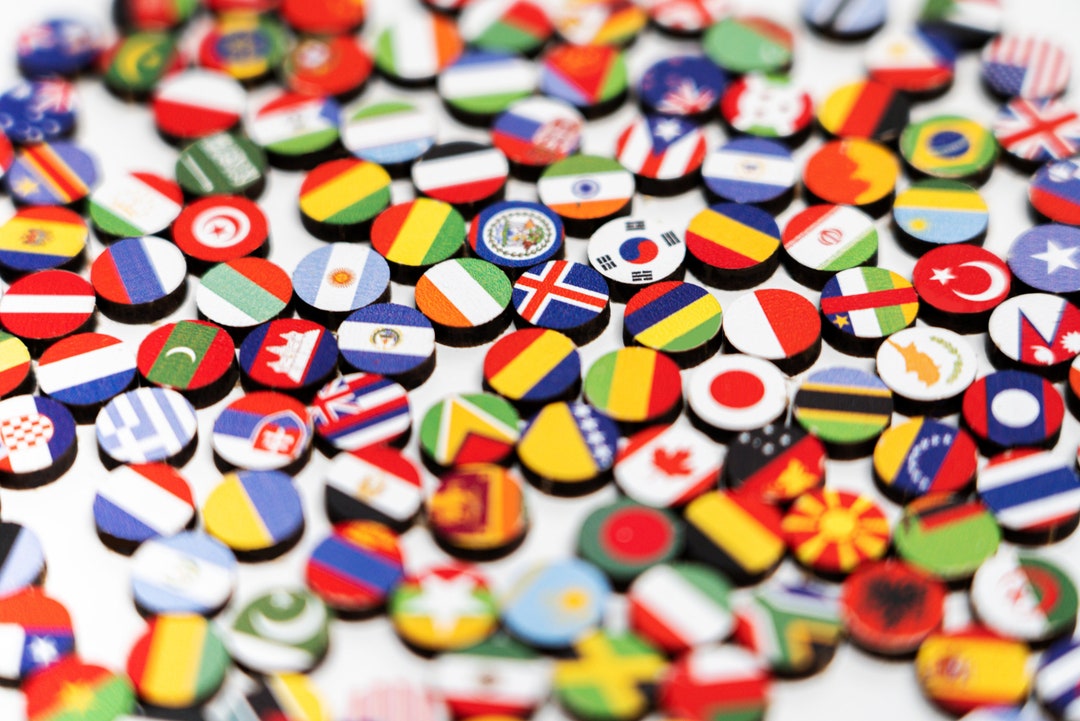 20mm Pins Flag World Countries Push Map Wooden Colorful - Etsy