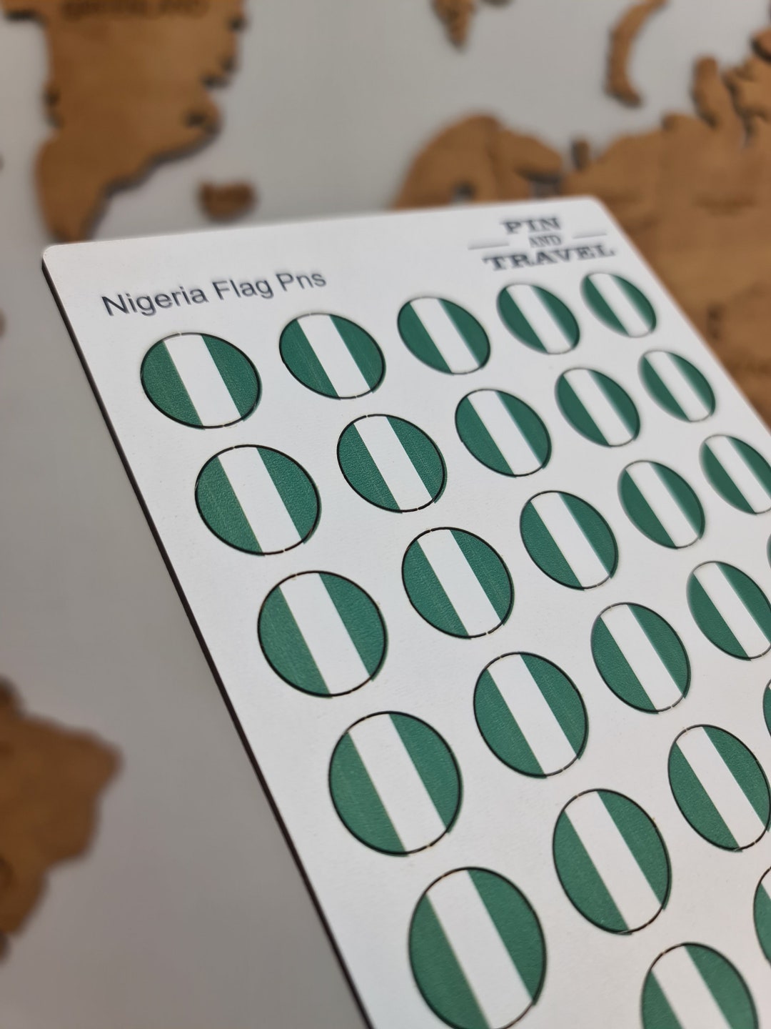 Nigeria 50 Pins Flag Country Push Map Wooden Colorful Sticker Magnetic ...