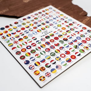 Pins Flag World Countries Push Map Wooden Colorful - Etsy