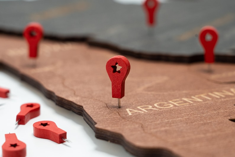 Pins Wooden for World Map Gift for Her World Map Push Pin - Etsy