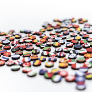 Pins Flag World Countries Push Map Wooden Colorful - Etsy