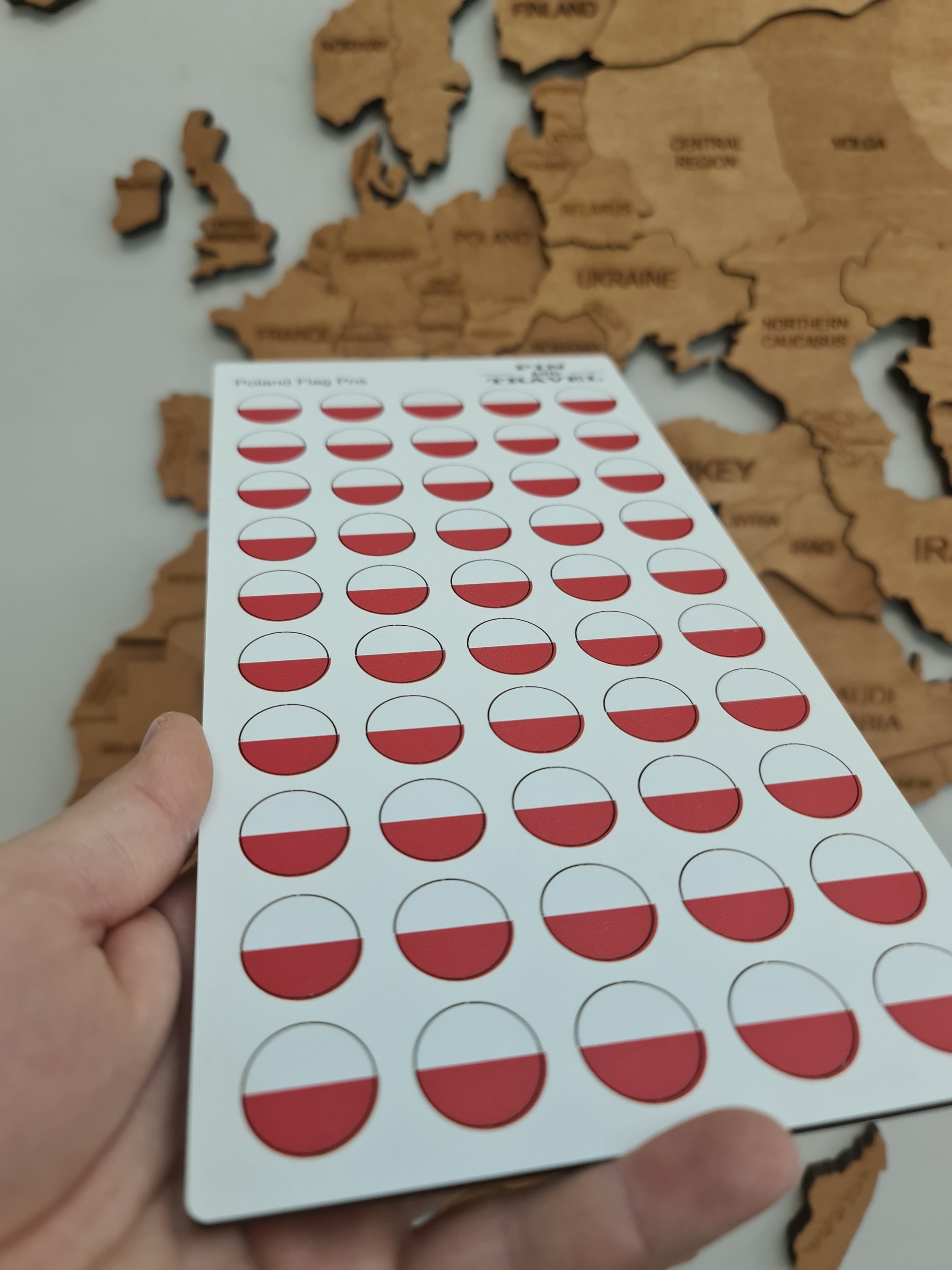 Poland 50 Pins Flag Country Push Map Wooden Colorful Sticker Magnetic ...