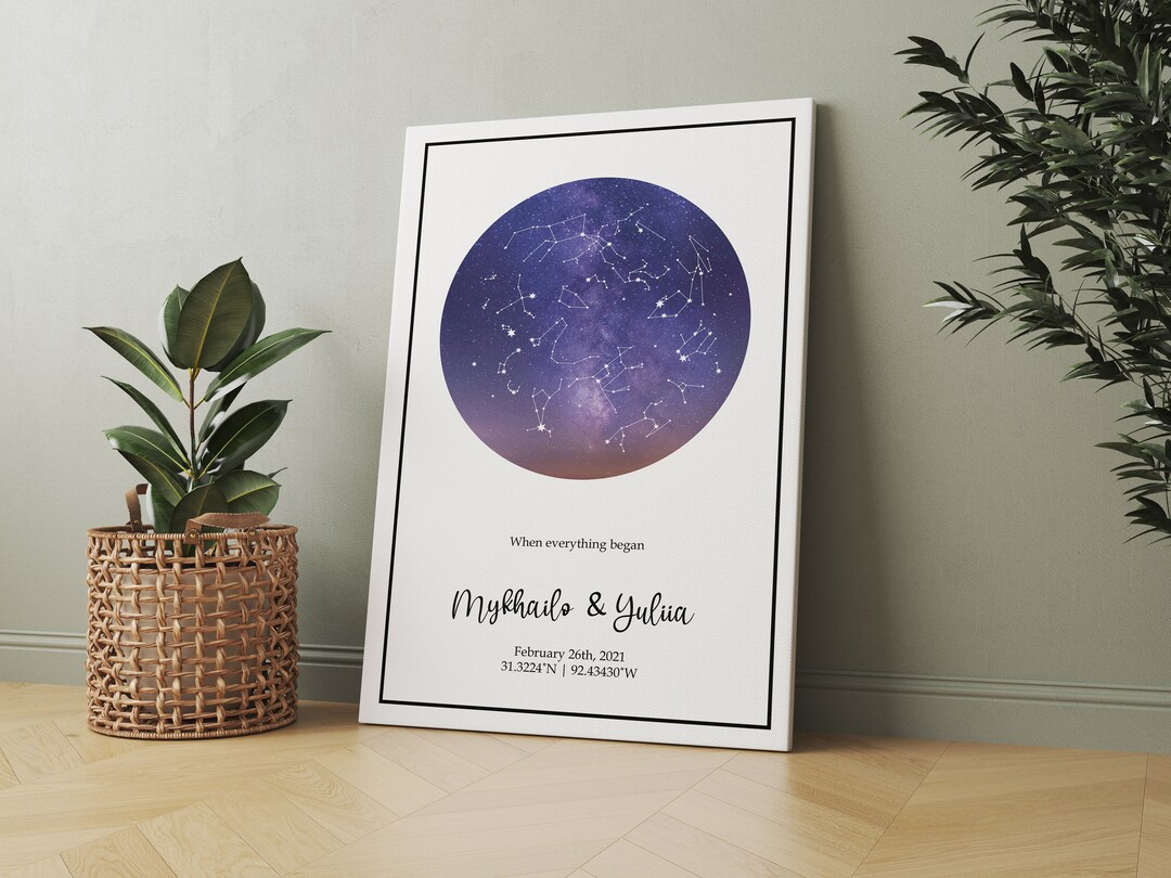 Baby Star Map Canva Night Sky Custom Personalized Astronomy Star Map ...