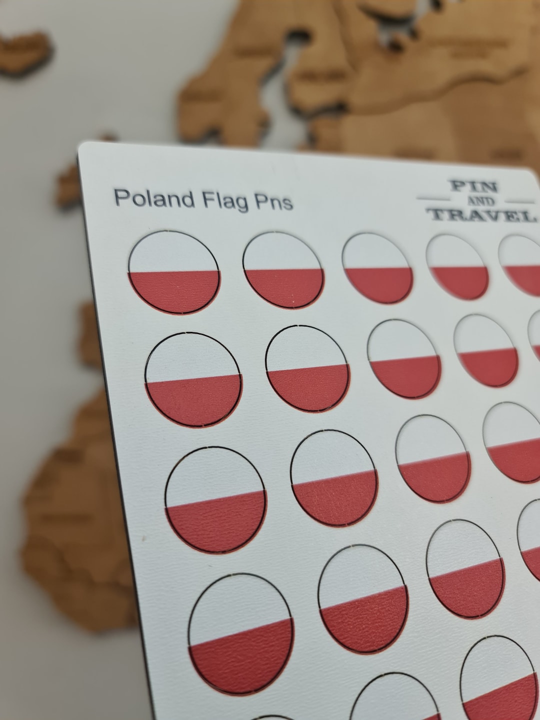 Poland 50 Pins Flag Country Push Map Wooden Colorful Sticker Magnetic ...