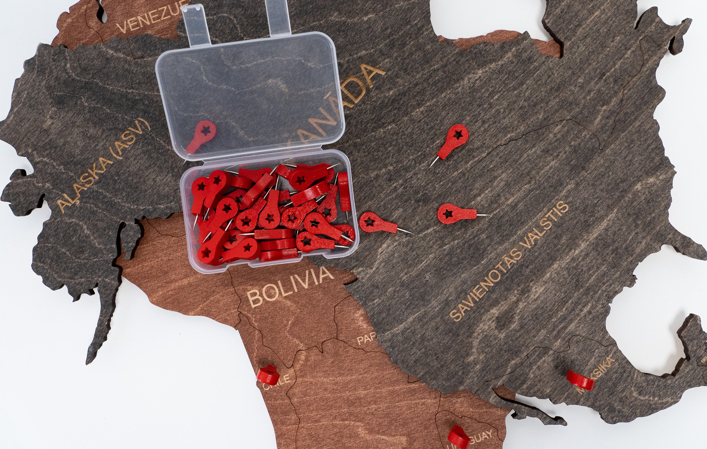 Pins Wooden for World Map Gift for Her World Map Push Pin - Etsy Canada