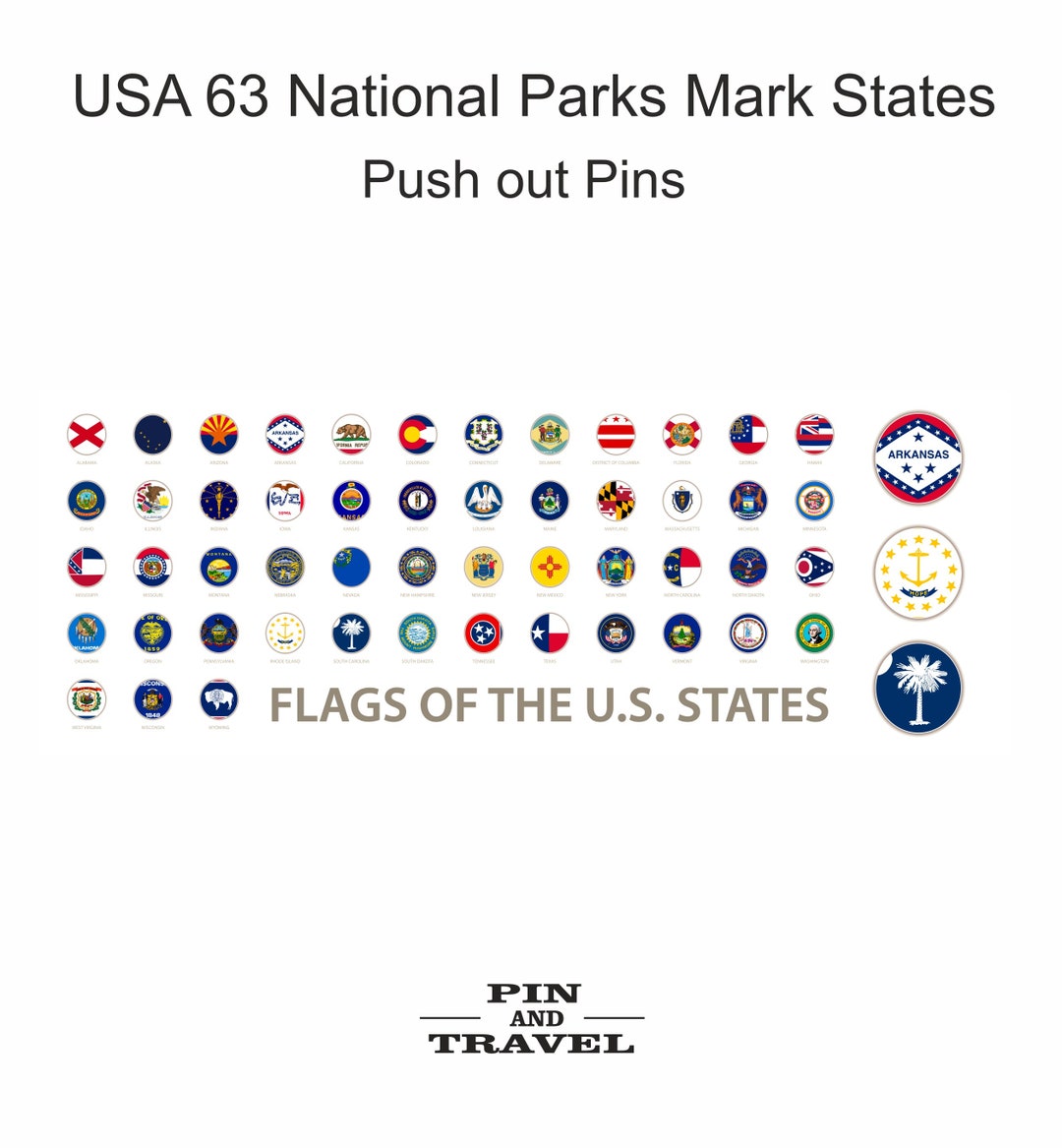 USA States Flags Push Pins Adhesive Sticker Wooden Map World Map - Etsy