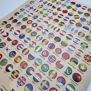 20mm Pins Flag World Countries Push Map Wooden Colorful - Etsy
