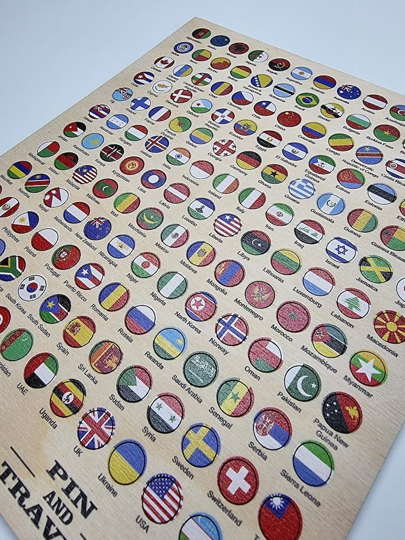 20mm Pins Flag World Countries Push Map Wooden Colorful - Etsy