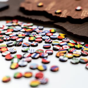 Pins Flag World Countries Push Map Wooden Colorful - Etsy