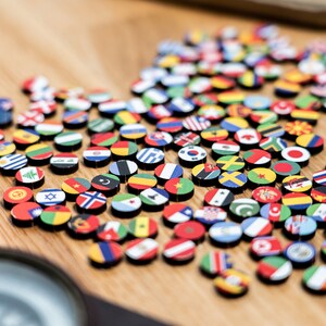 Pins Flag World Countries Push Map Wooden Colorful - Etsy