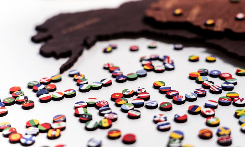 Pins Flag World Countries Push Map Wooden Colorful - Etsy