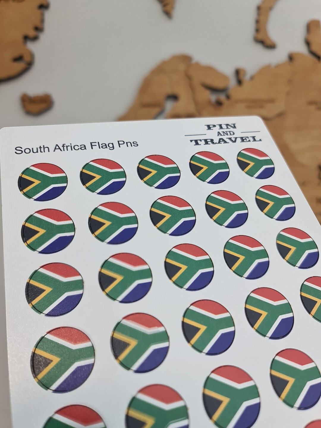 South Africa 50 Pins Flag Country Push Map Wooden Colorful Sticker ...