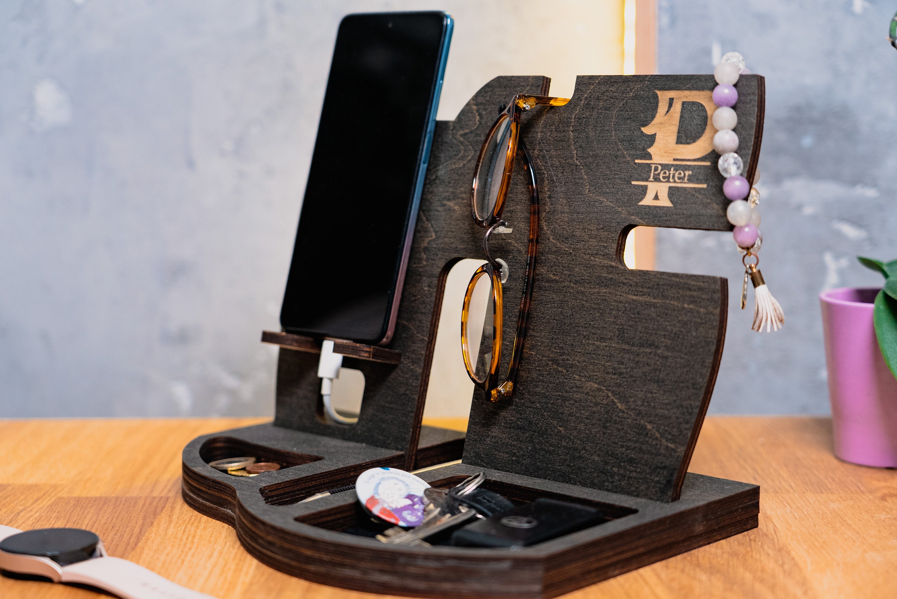 Custom Phone Stand Docking Station Organiser Wood Hardwood Custom ...