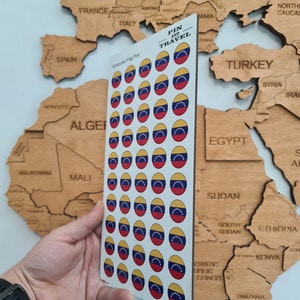 Venezuela 50 Pins Flag Country Push Map Wooden Colorful Sticker ...
