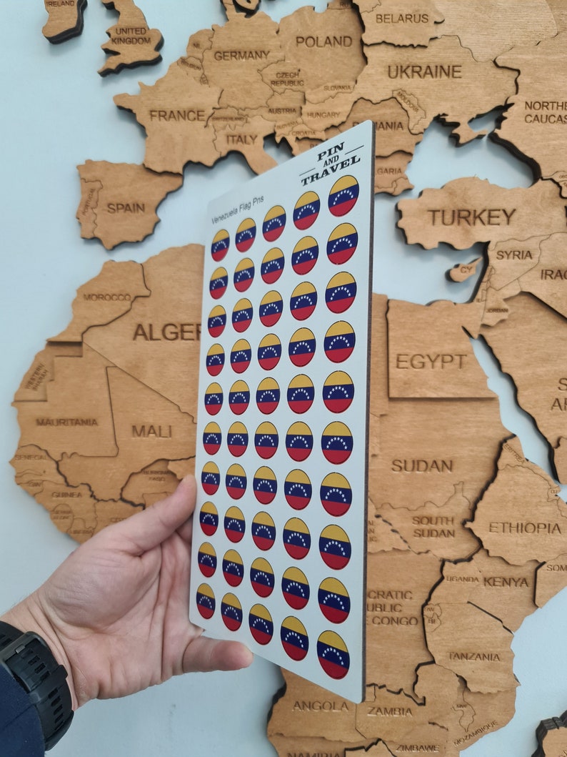 Venezuela 50 Pins Flag Country Push Map Wooden Colorful Sticker ...