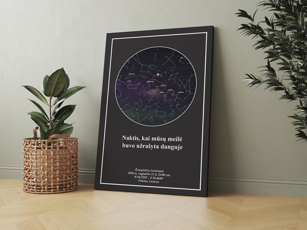 Personalized Gift Star Map Canva Star Map by Date Canva Template Night ...