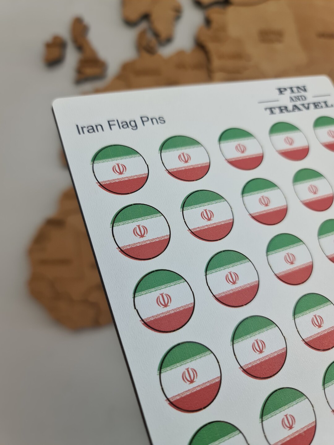Iran 50 Pins Flag Country Push Map Wooden Colorful Sticker Magnetic - Etsy