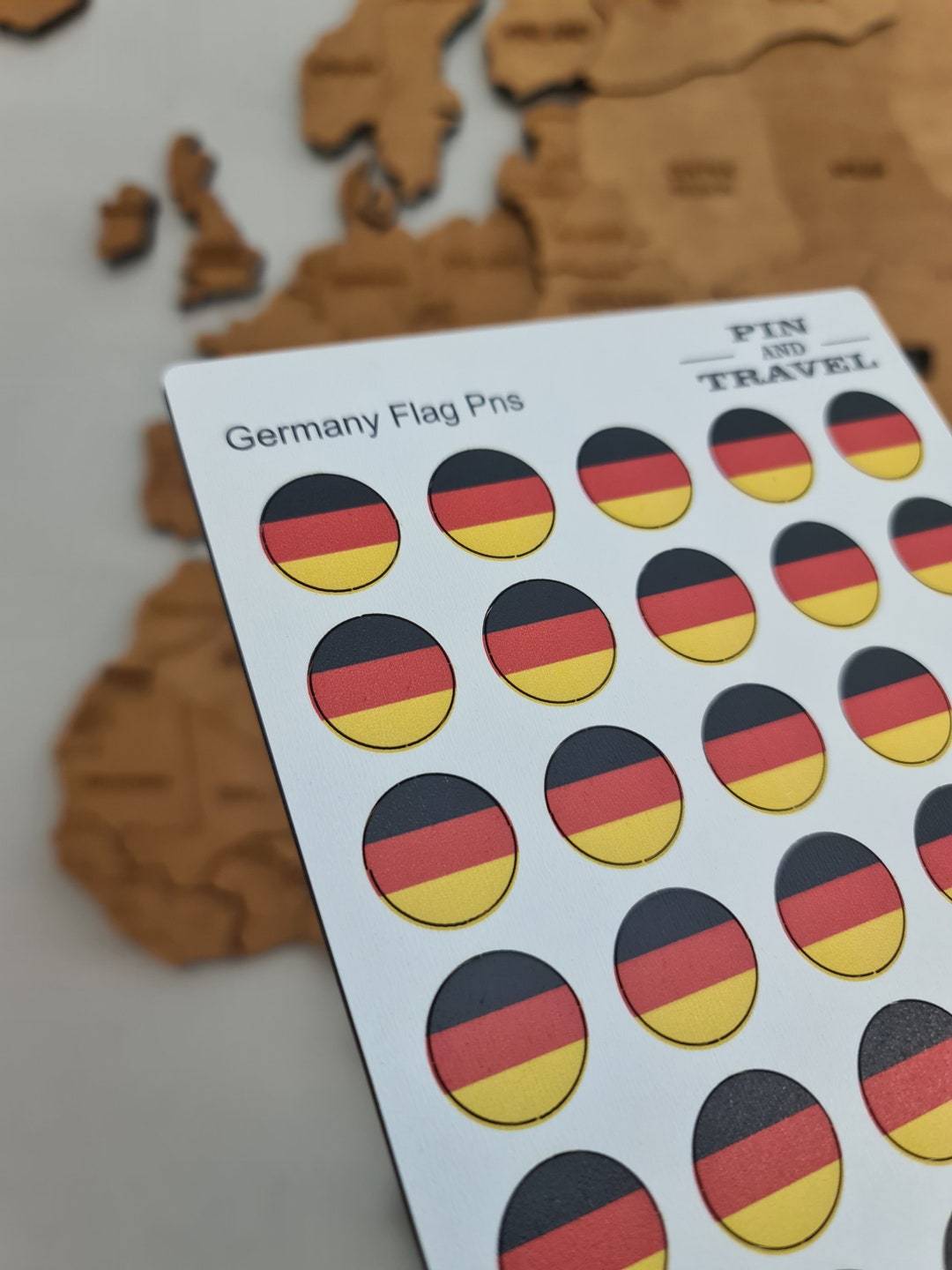 Germany 50 Pins Flag Country Push Map Wooden Colorful Sticker Magnetic ...