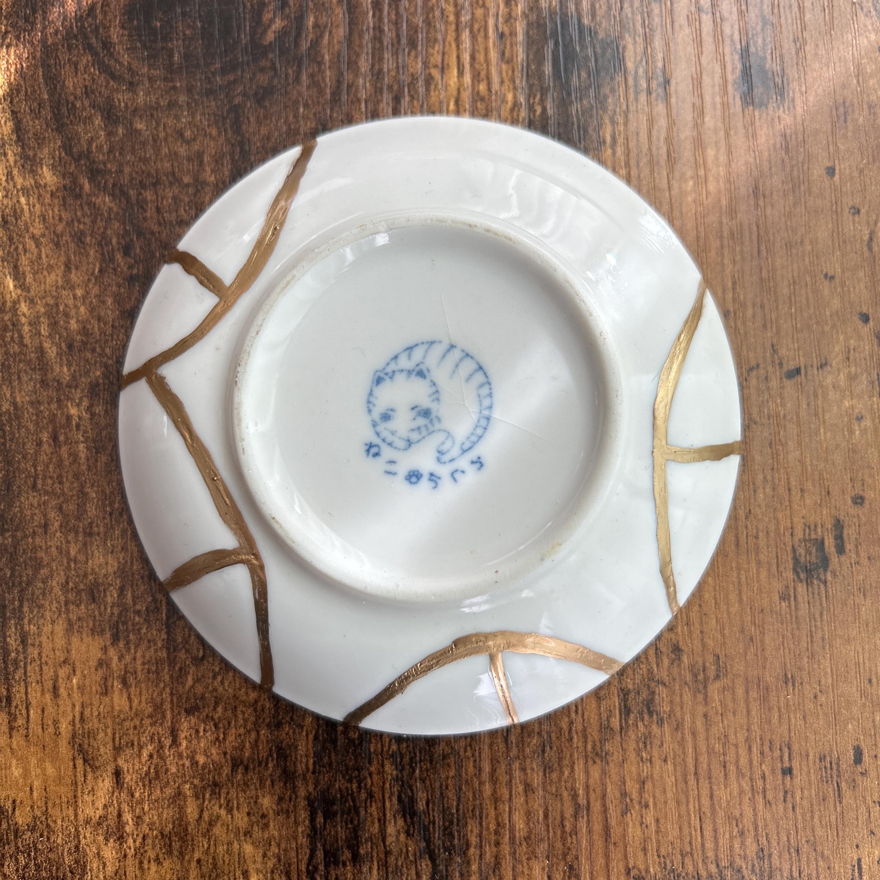 Kintsugi Plate Blue Cat Ceramic Ring/trinket Dish - Etsy