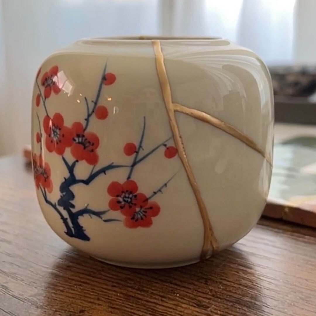 Kintsugi Bowl Blossoming Tree Jar - Gold Kintsugi Repair / Catch All - Etsy
