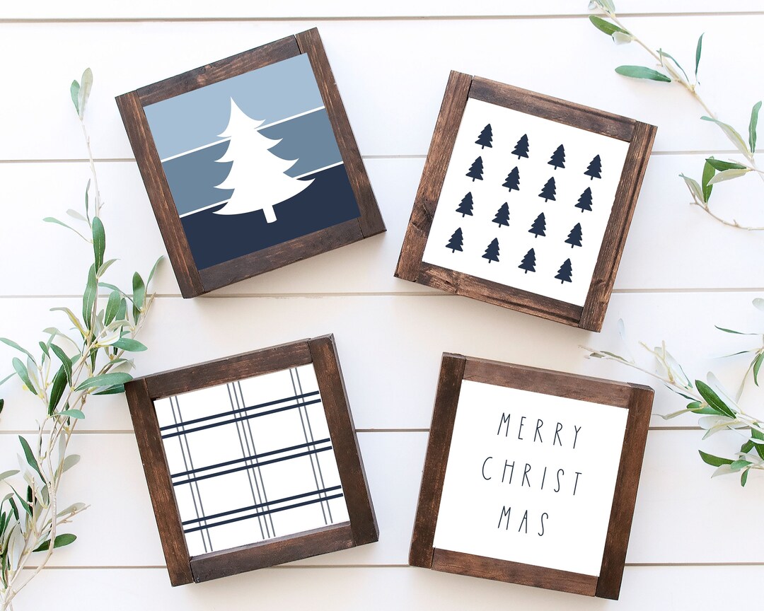 Christmas Printable Set of 4, Layering Christmas Sign, Farmhouse ...