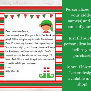 Elf Arrival Letter, Personalized Elf Letter, Printable Elf Letter ...