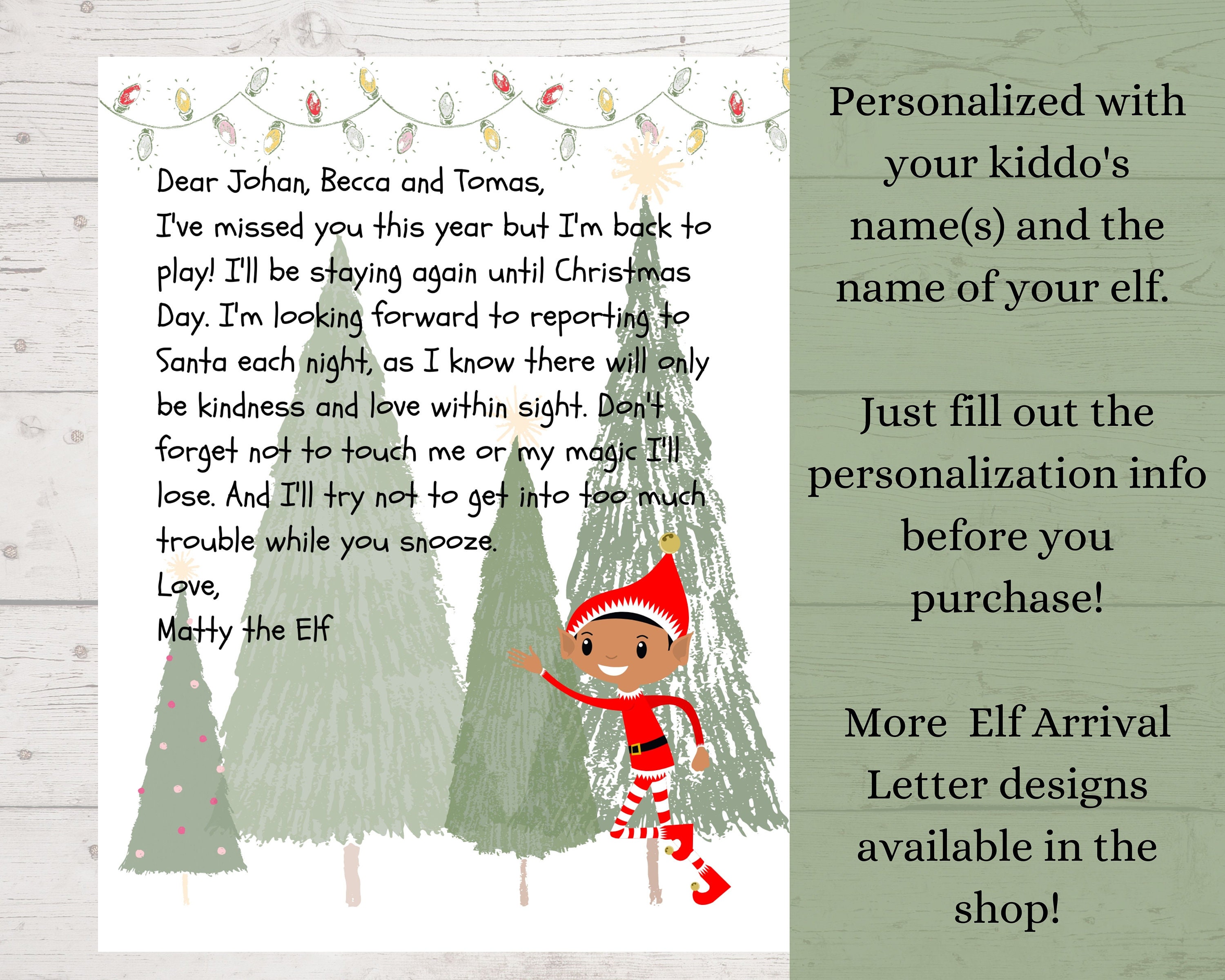 Elf Arrival Letter, Personalized Elf Letter, Printable Elf Letter ...