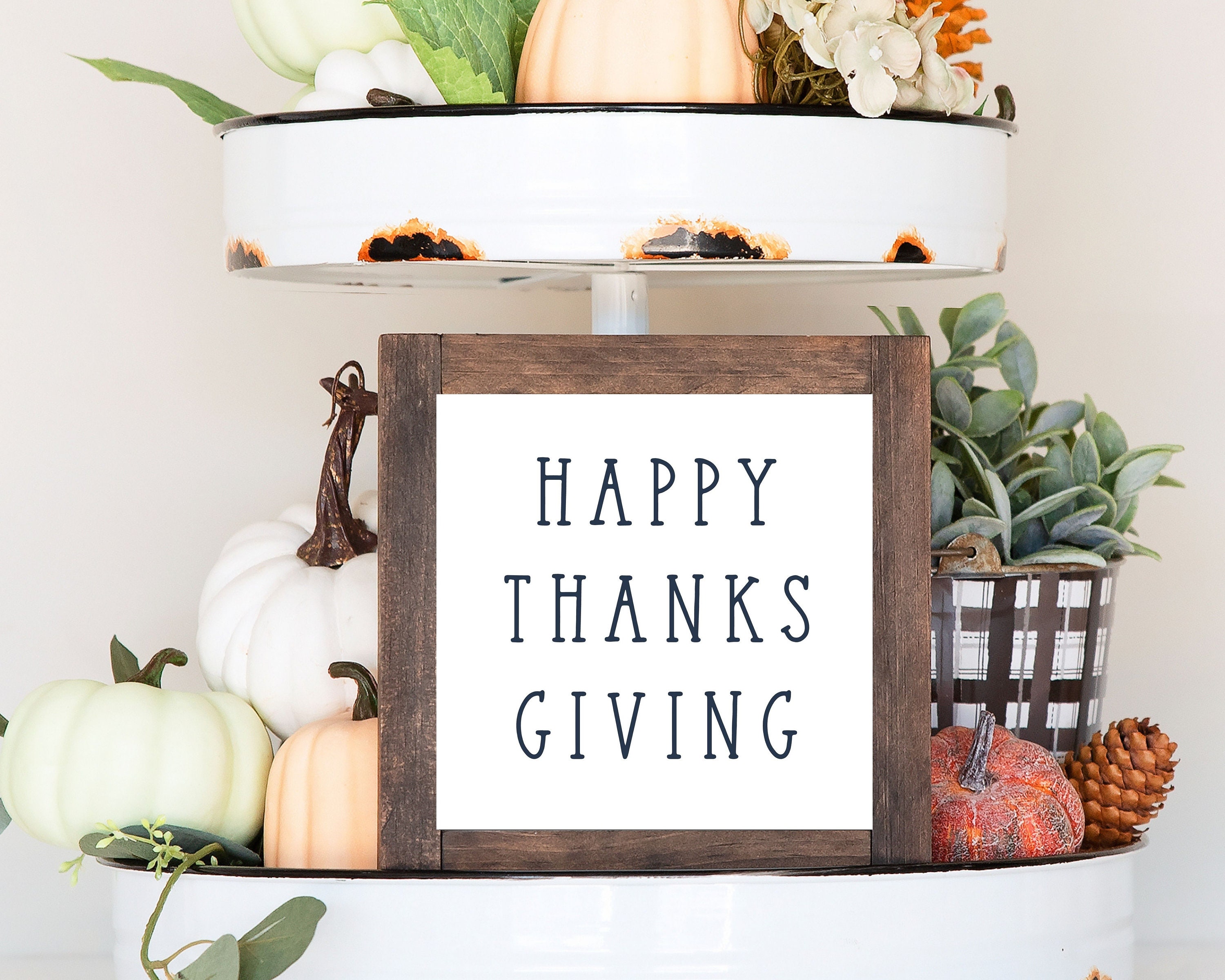 Happy Thanksgiving Sign Printable, Farmhouse Thanksgiving Wall Decor ...