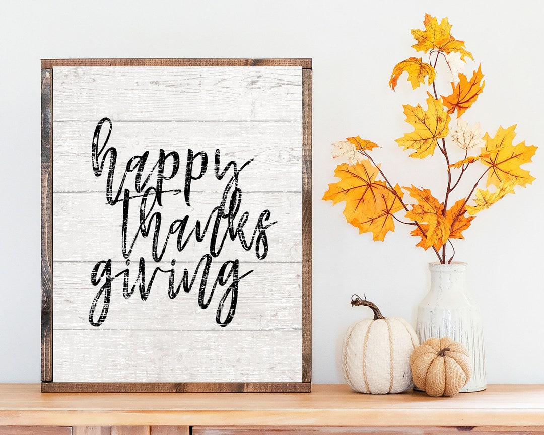 Happy Thanksgiving Sign Printable, Farmhouse Thanksgiving Wall Decor ...