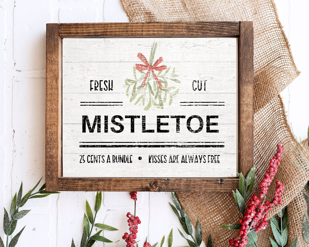 Christmas Sign Printable, Mistletoe Christmas Art, Holiday Wall Decor ...
