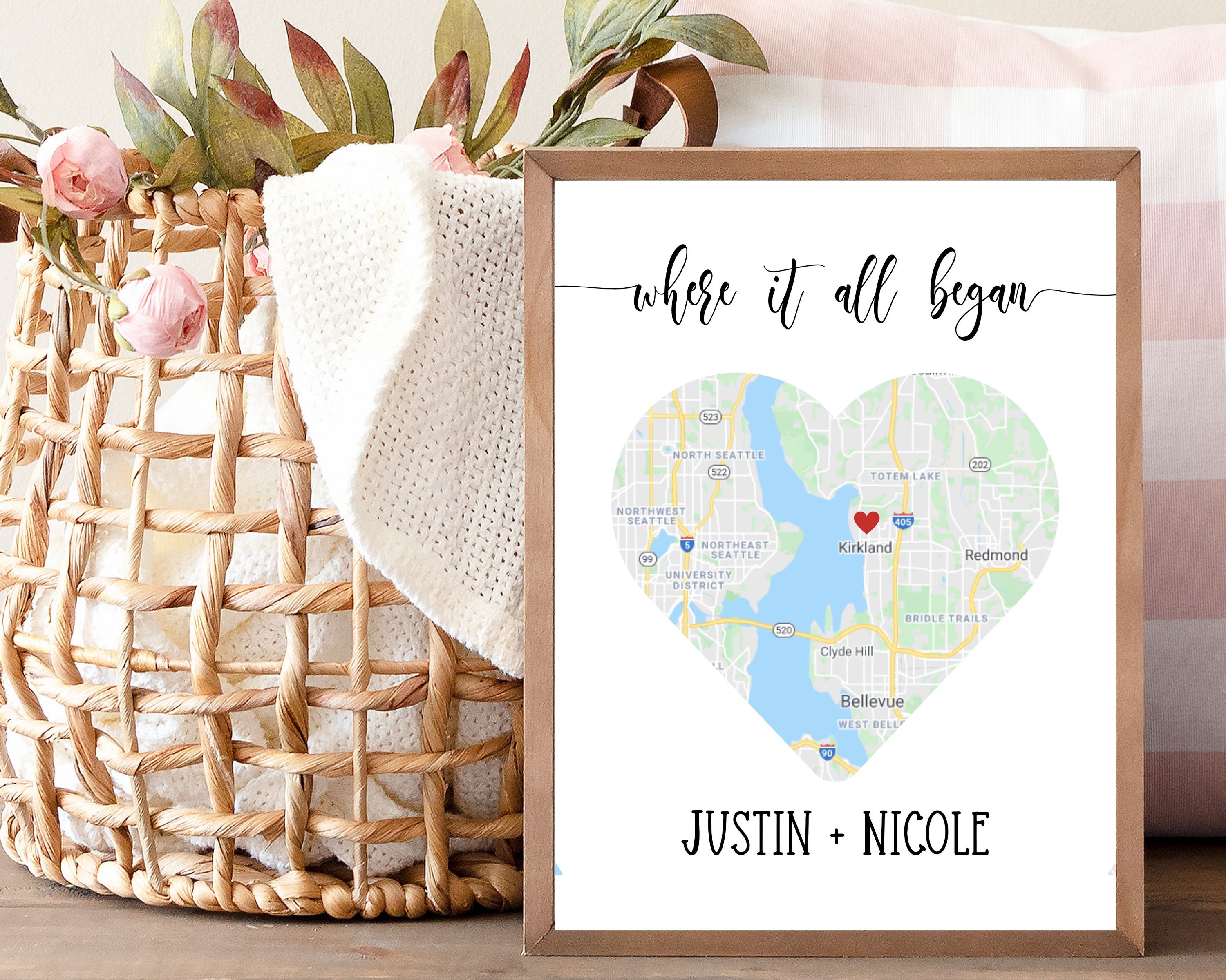 Anniversary Gift for Him, Map Where It All Began, Personalized Gift for ...