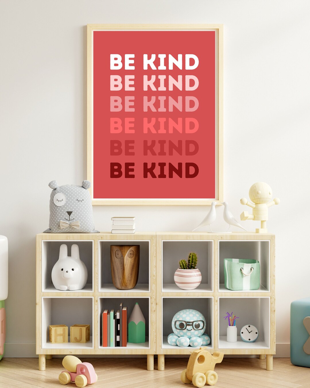 Printable, Digital Print, Be Kind Red Printable Wall Art Decor, Quote ...