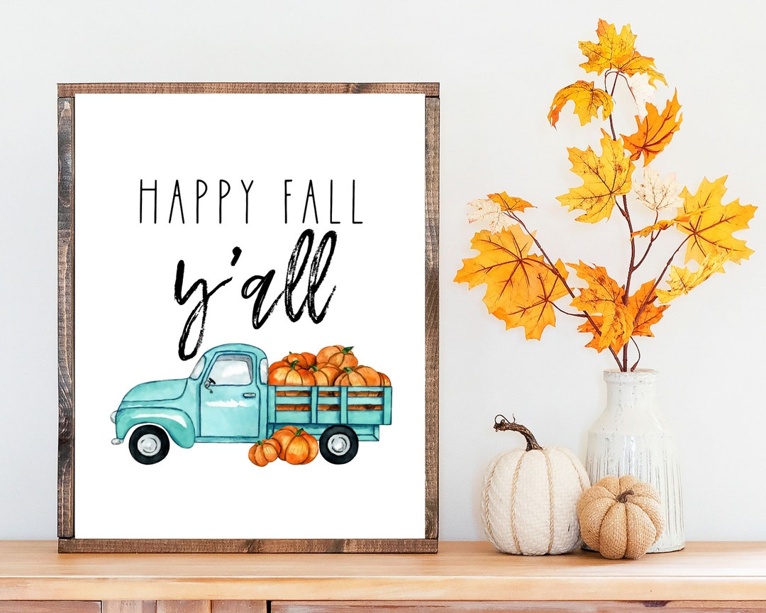 Happy Fall Y'all Print, Fall Printable, Farmhouse Fall Decor, Fall ...