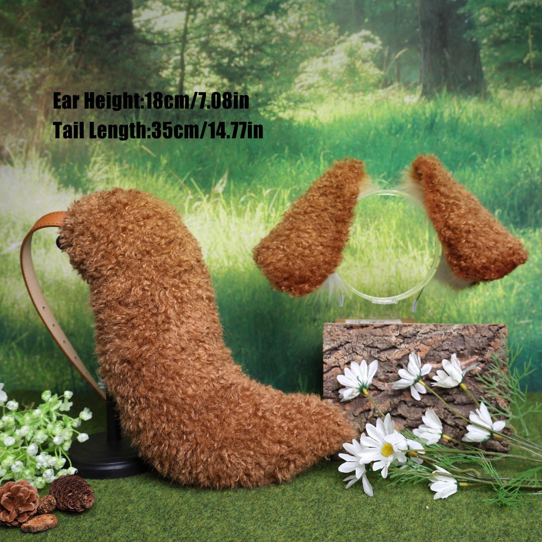 Springer Spaniel Ears and Tail Set Artificial Faux Fur Fluffy Curly Dog ...