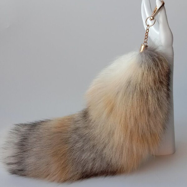 White Fox Tail Keychain - Etsy