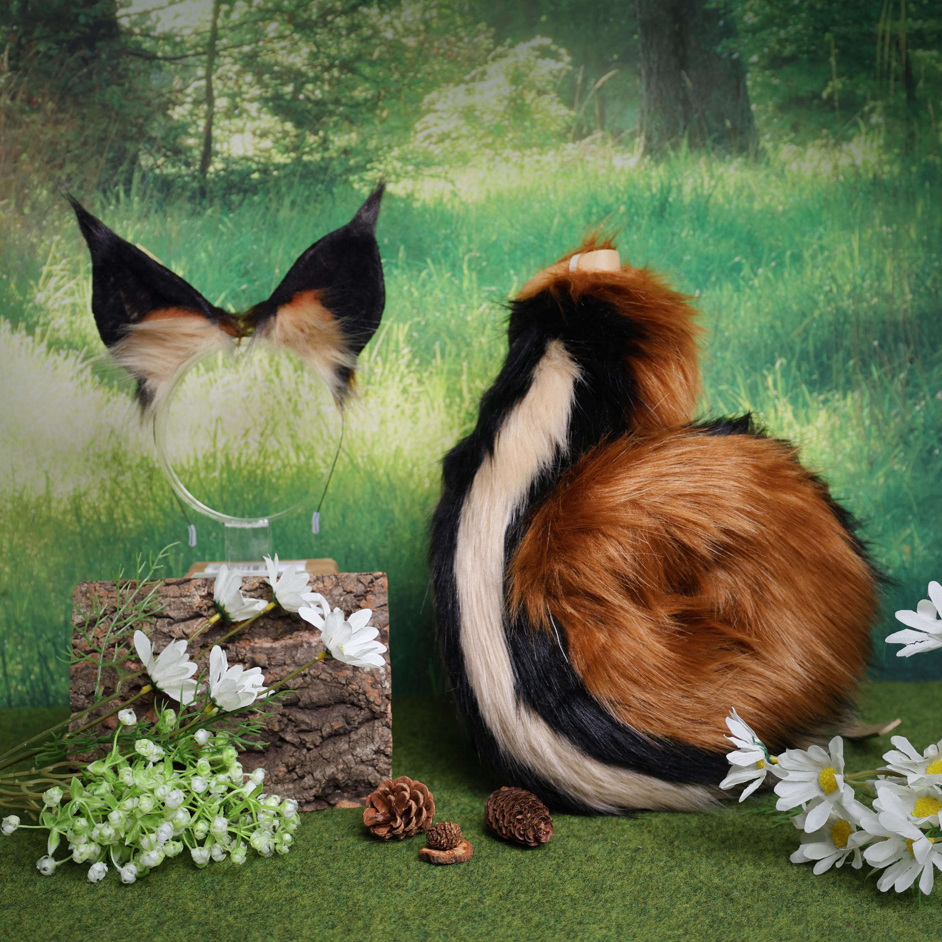 Handmade Faux Fur-tamias Sibiricus Fluffy Ears and Tail-animal Cosplay ...