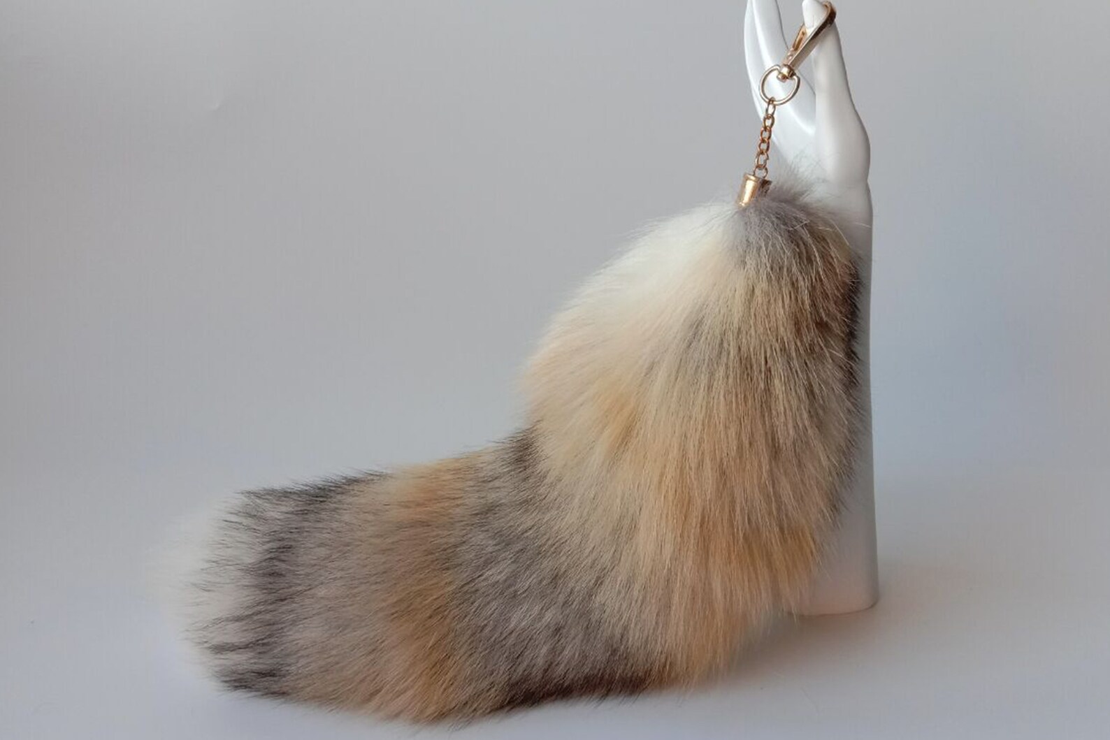 Brown Fox Tail Keychain Real Fur Keychain Real Fox Fur Tail Cute Plush ...