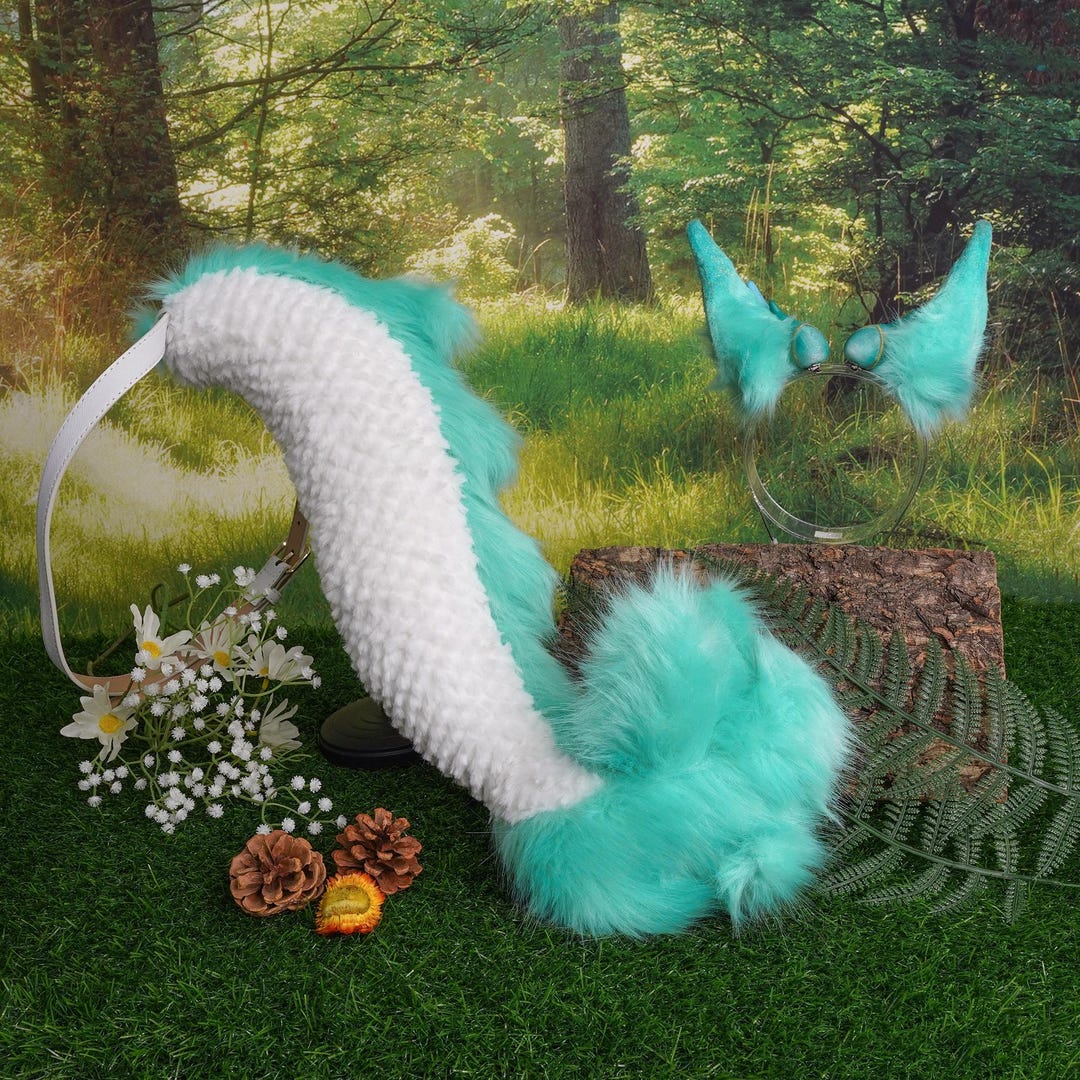 Artificial Fur-azure Dragon Plush Ear-plush Fursuit Ears and Tail ...