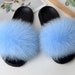 Real Natural Real Fox Fur Slides Summer Sandals Beach Slippers Light ...