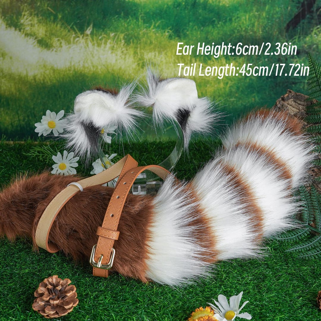 Artificial Fur - Red Panda Plush Ear and Tail-cosplay Props-cosplay ...