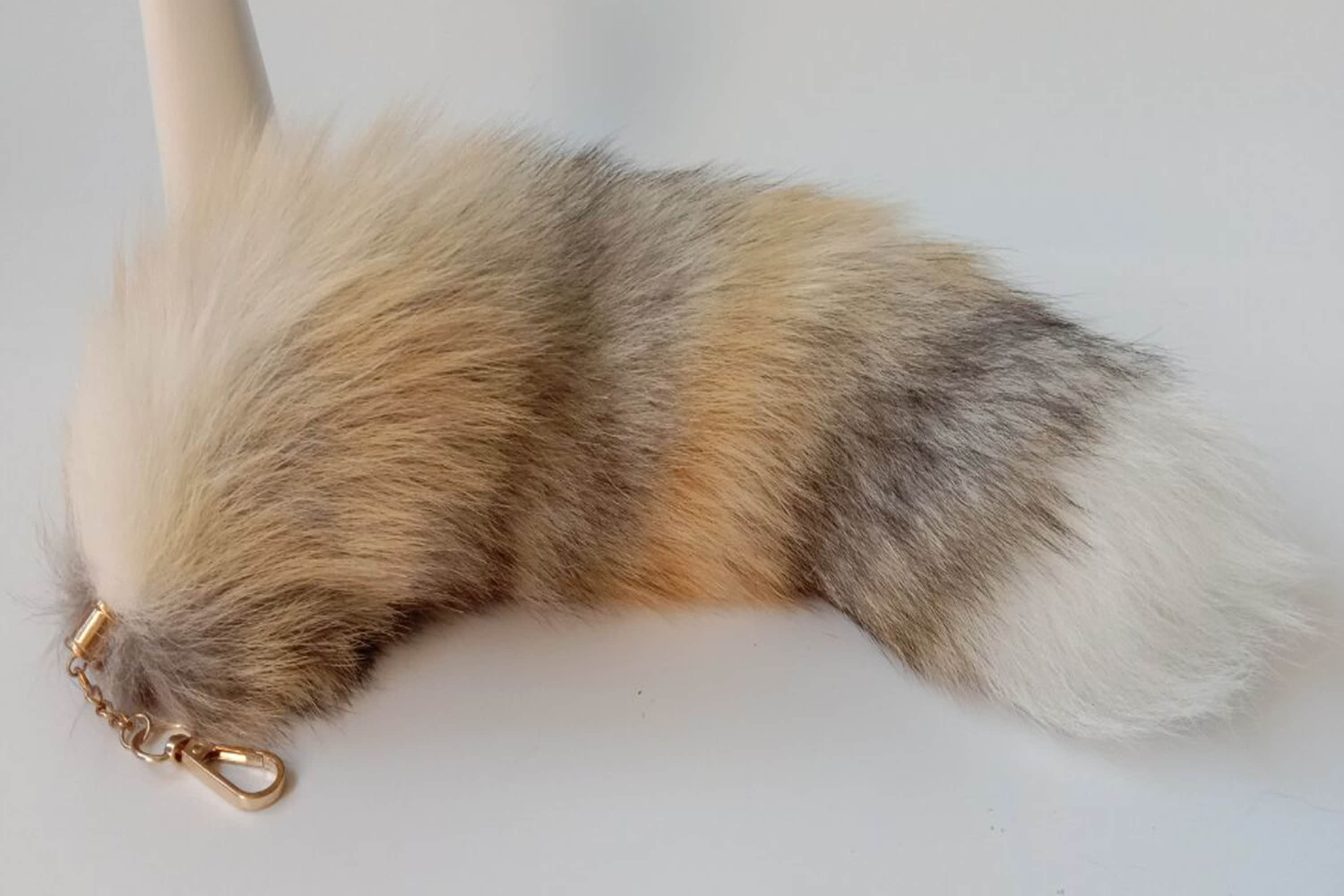 Brown Fox Tail Keychain Real Fur Keychain Real Fox Fur Tail - Etsy