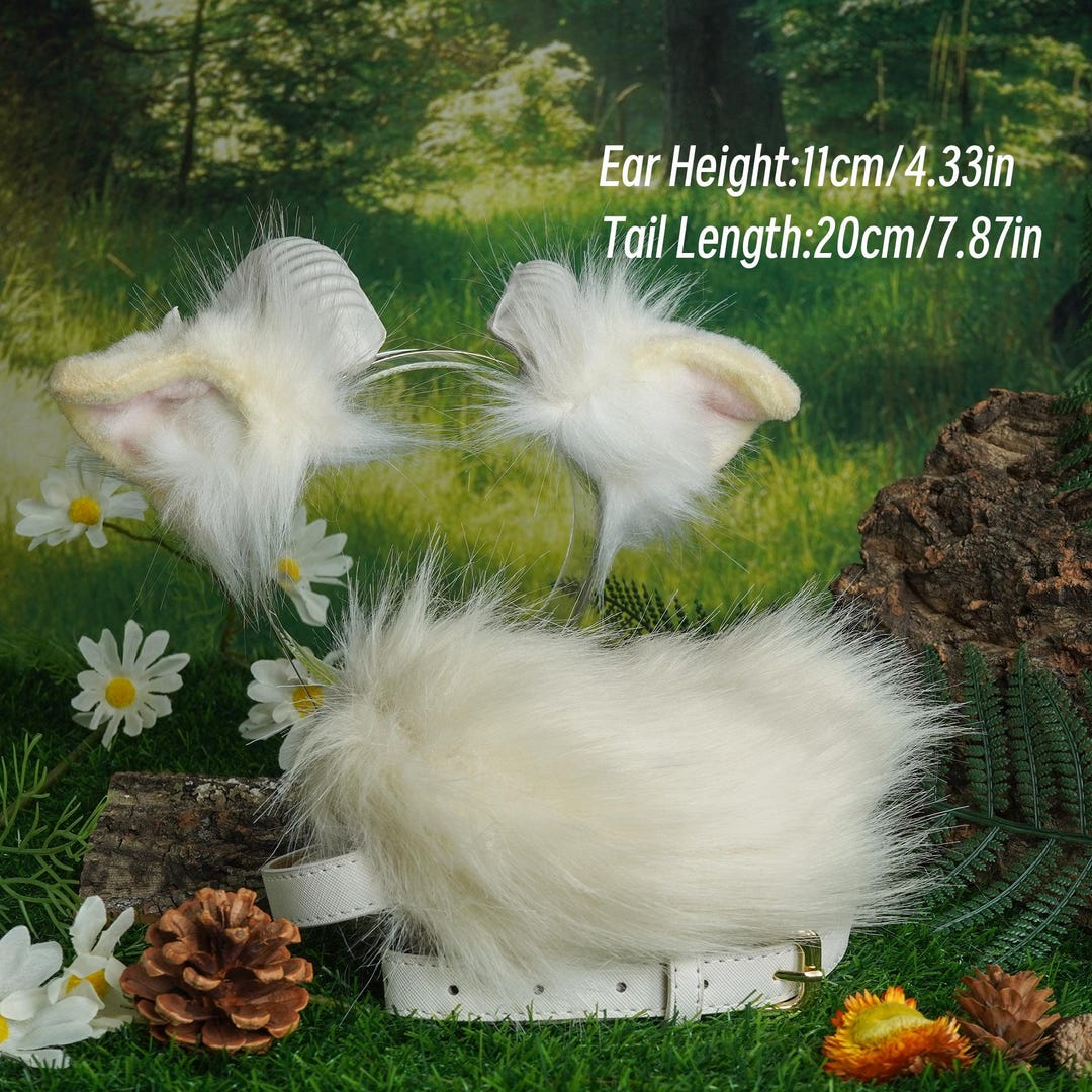 Artificial Fur - Beige Sheep Goat Lamb Plush Fursuit Ears and Tail ...