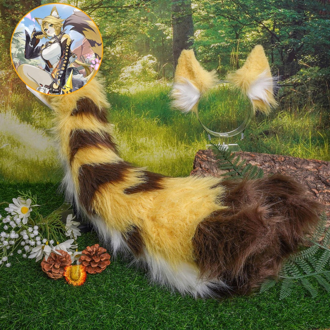 Genshin Impact Pulchra Fellini Faux Fur Ears and Tail,kemonomimi Set ...